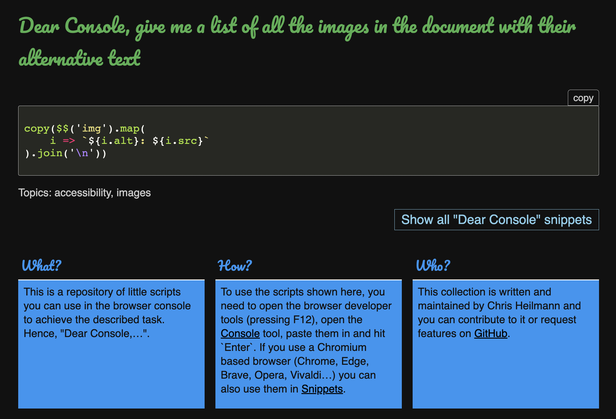 Dear Console,… | Christian Heilmann